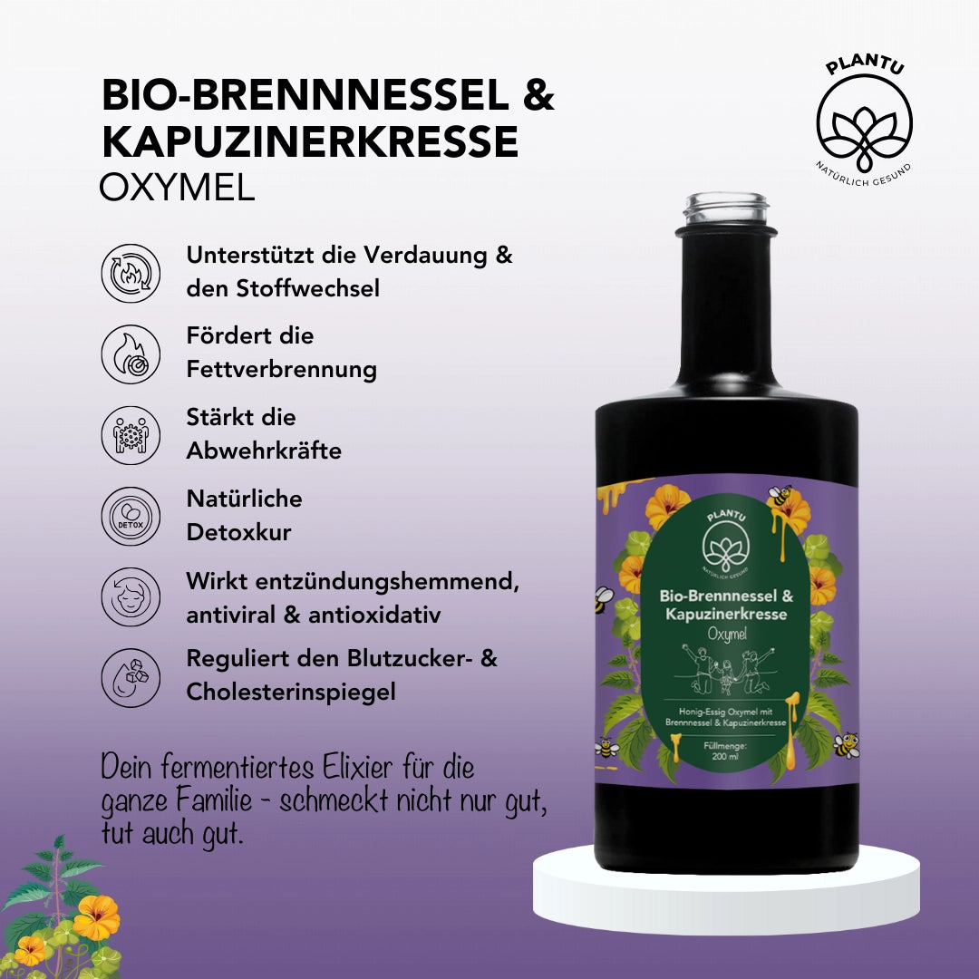 BIO-Brennnessel & Kapuzinerkresse Oxymel – Natürliches Elixier für ...